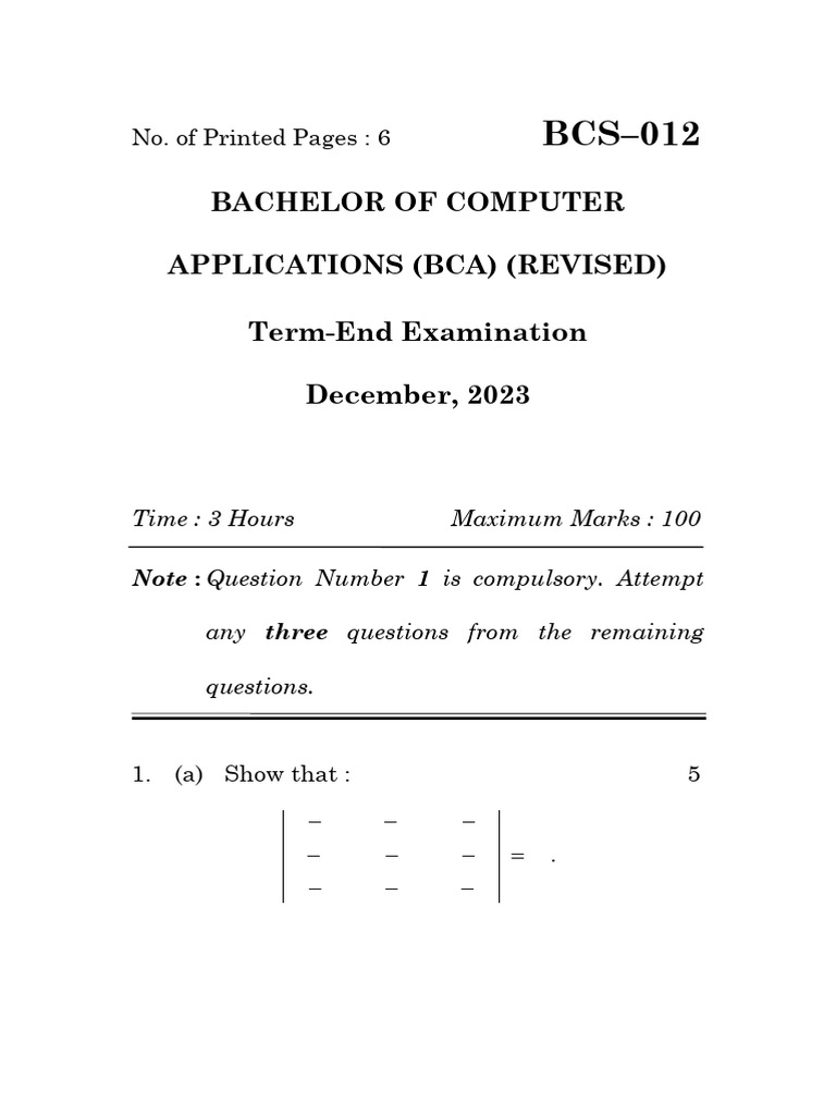 BCS-012__merged | PDF | Equations | Matrix (Mathematics)