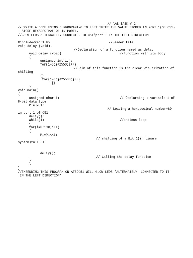 Labtask - Leftshift - With Loop | PDF
