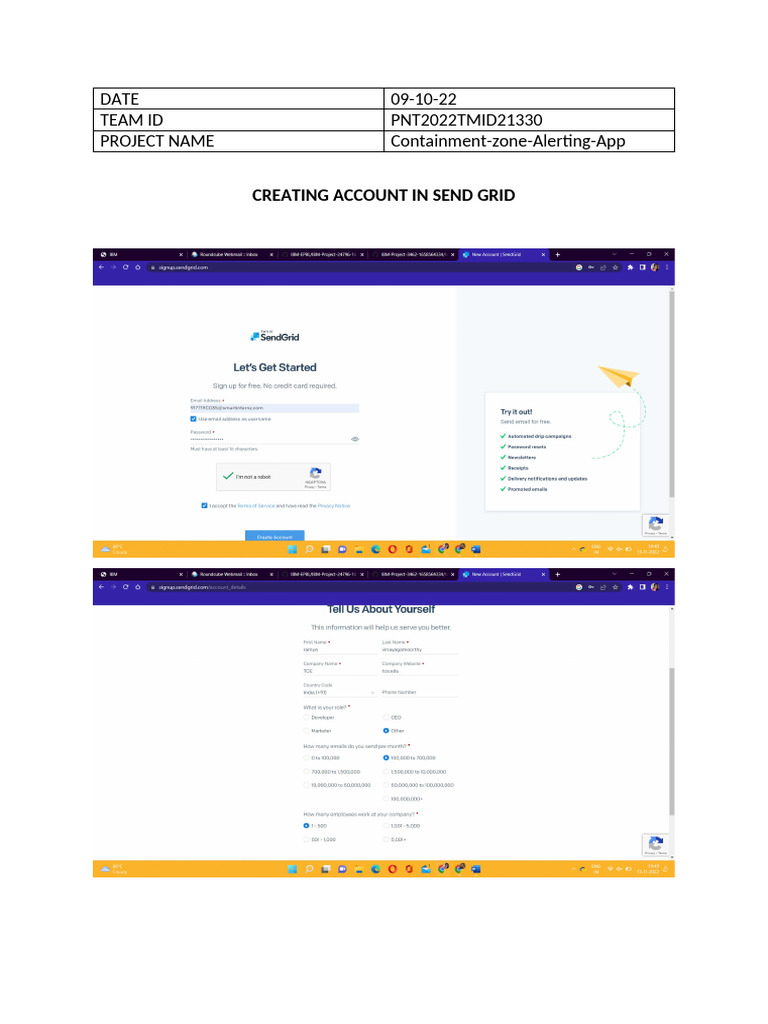 CREATING ACCOUNT IN SEND GRID | PDF
