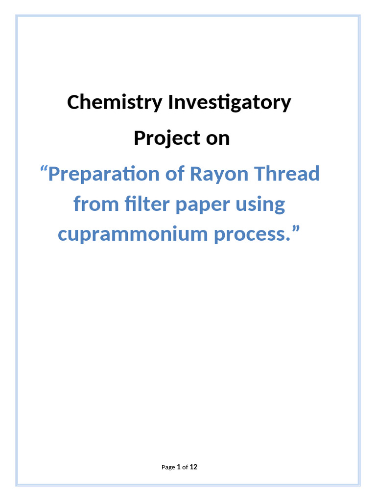Preparation of Rayon Thread From Filter Paper Using Cuprammonium ...