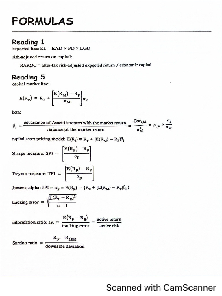 Formulas FRM1 | PDF