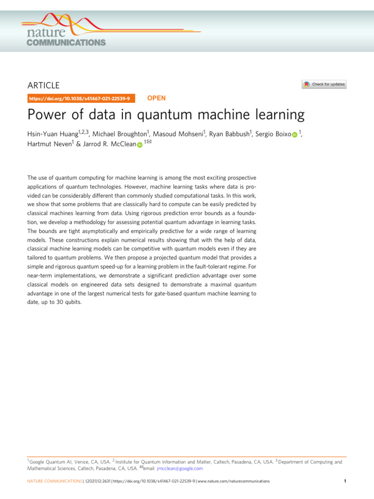 s41467-021-22539-9 | PDF | Quantum Computing | Machine Learning