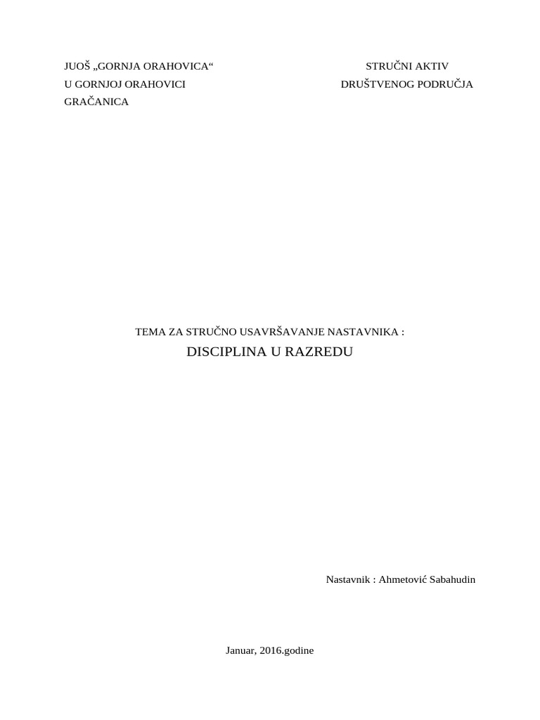 Disciplina u Razredu | PDF