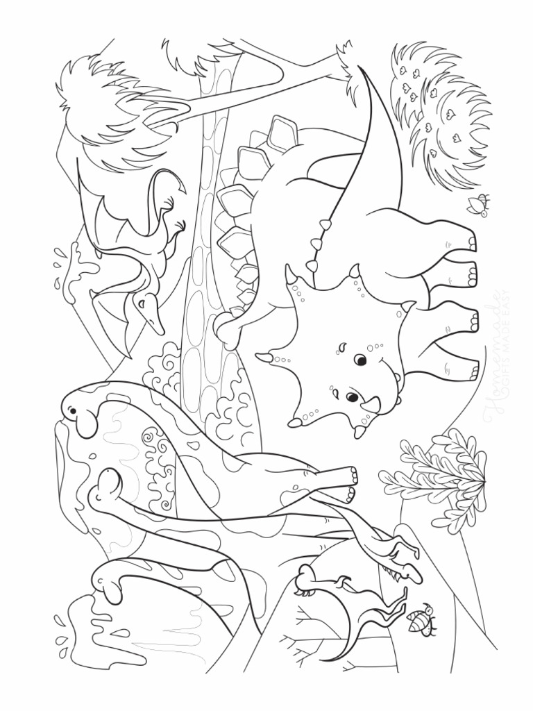 Dinosaur Coloring Pages Prehistoric Scene Lots of Dinosaurs | PDF