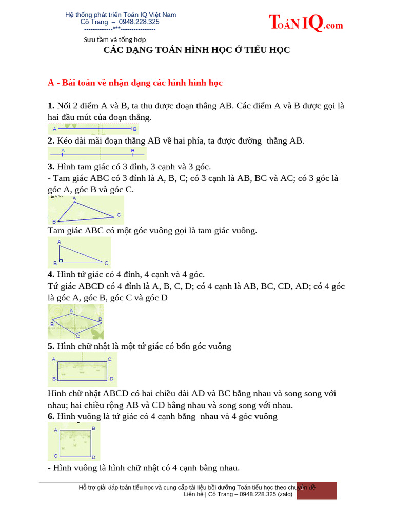 Cac Dang Toan Hinh Hoc o Tieu Hoc | PDF