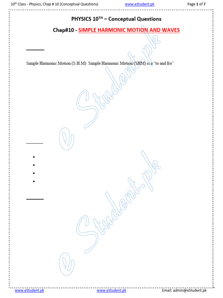 10 Phy Ch 10 Conc Q by eStudent.pk | PDF | Waves | Wavelength