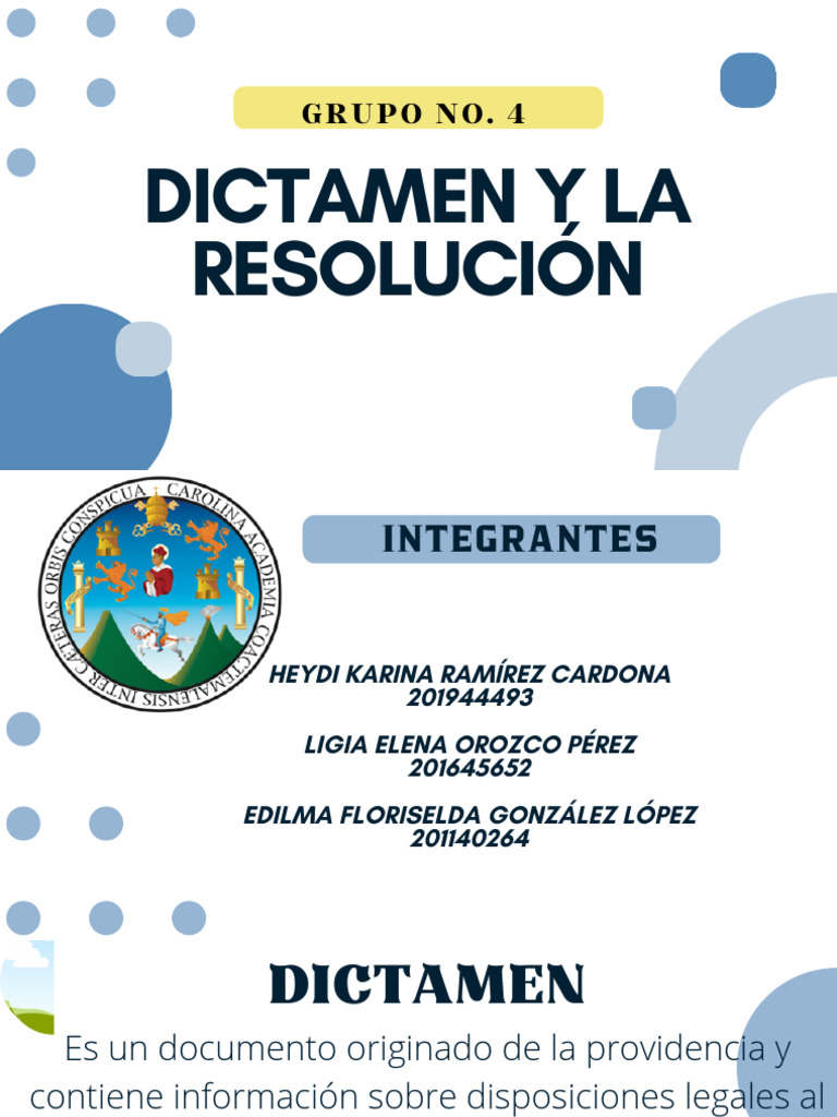 Presentación Grupo No. 4 El Dictamen y La Resolucion | PDF | Gobierno