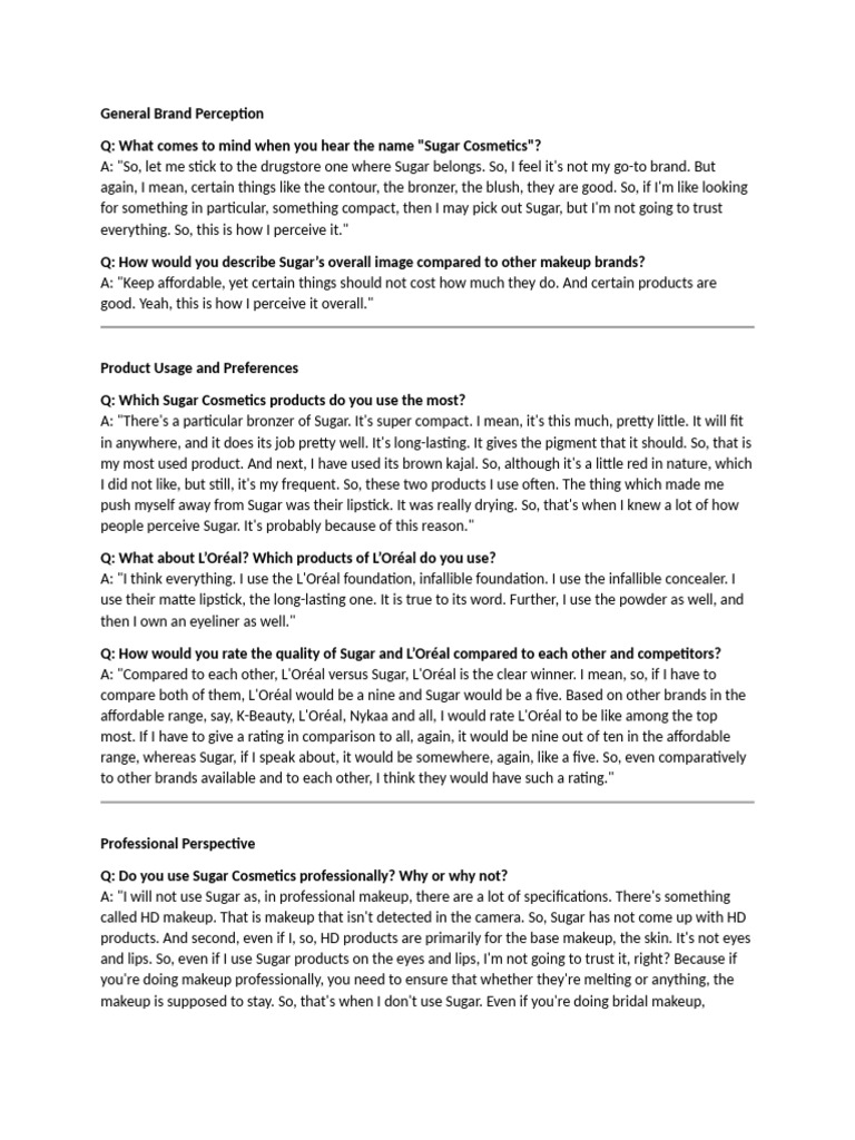 Sugar Cosmetics Brand Perception Analysis | PDF | Cosmetics