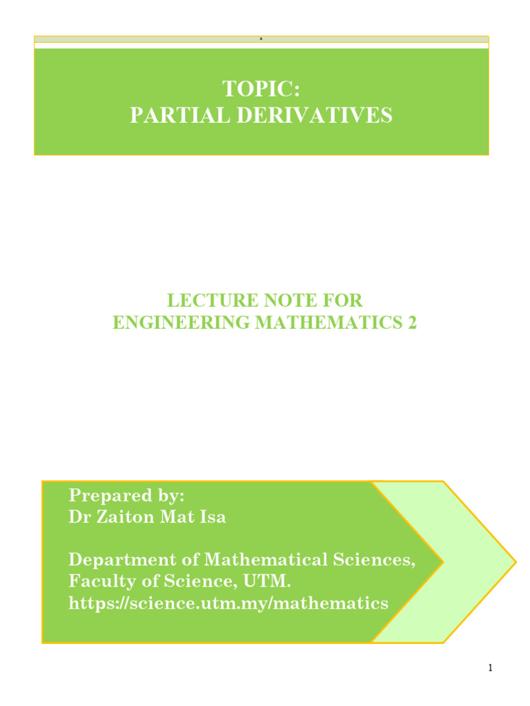 Chapter - Partial Derivatives | PDF | Derivative | Function (Mathematics)