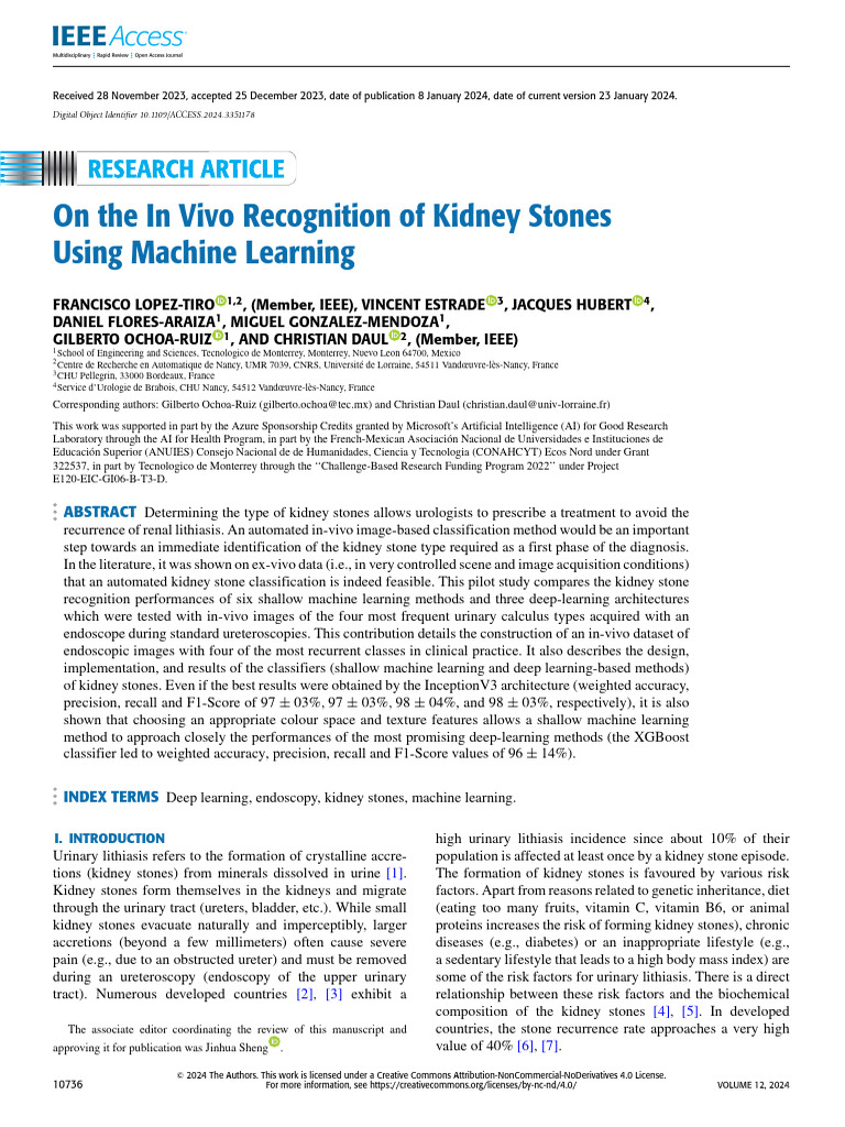 On_the_In_Vivo_Recognition_of_Kidney_Stones_Using_Machine_Learning | PDF | Deep Learning ...