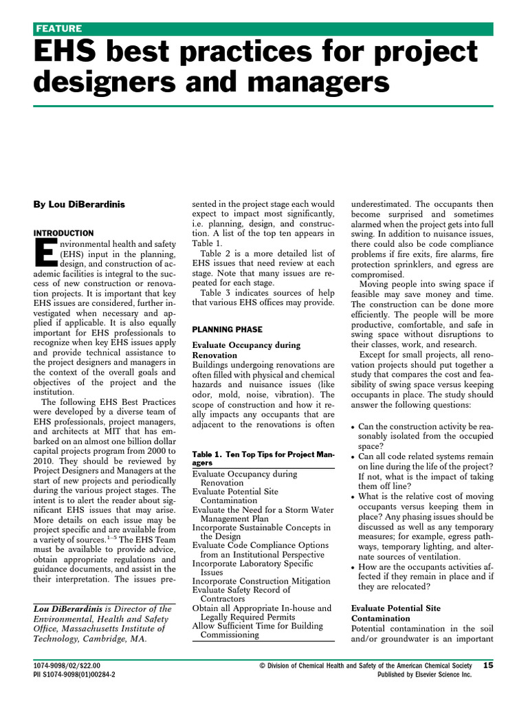 EHS Best Practices for Project Design | PDF | Ventilation (Architecture ...