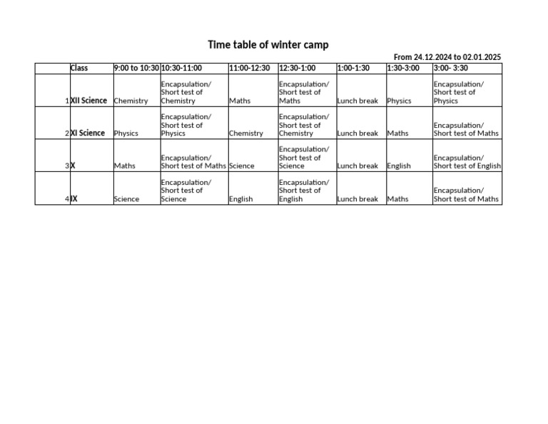 Time Table | PDF