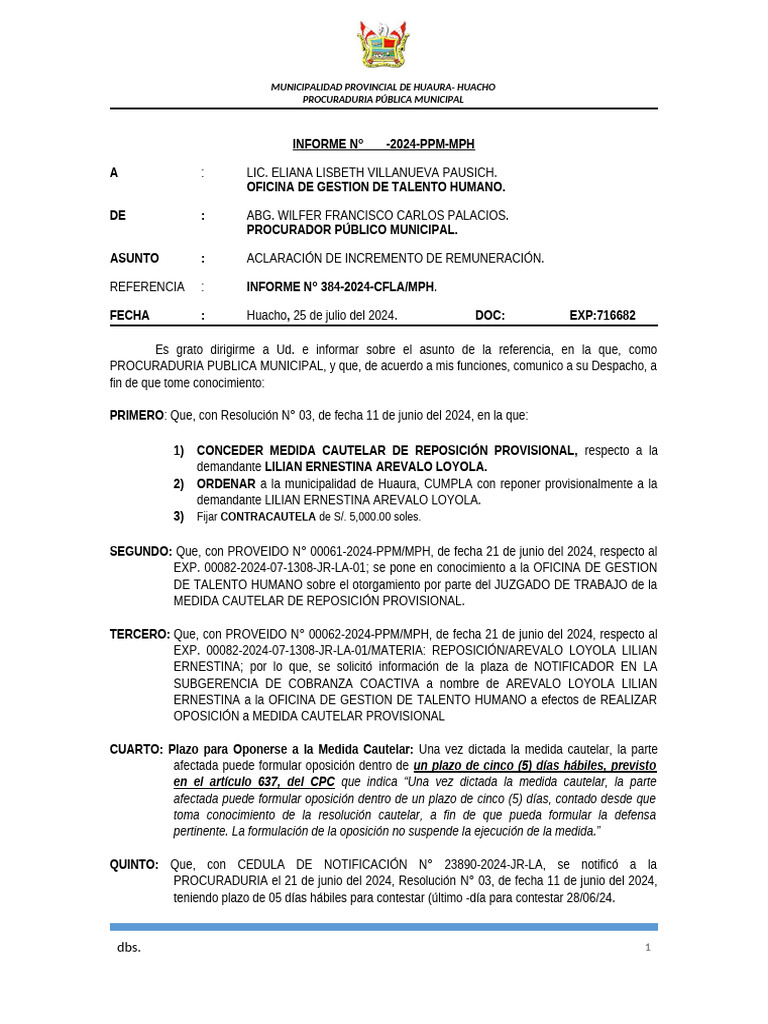 Informe #384-2024-Cfla-Mph. Meli Vierenes | PDF