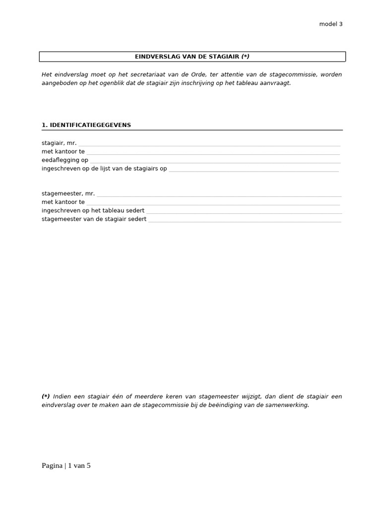 Model Eindverslag Stagiair | PDF