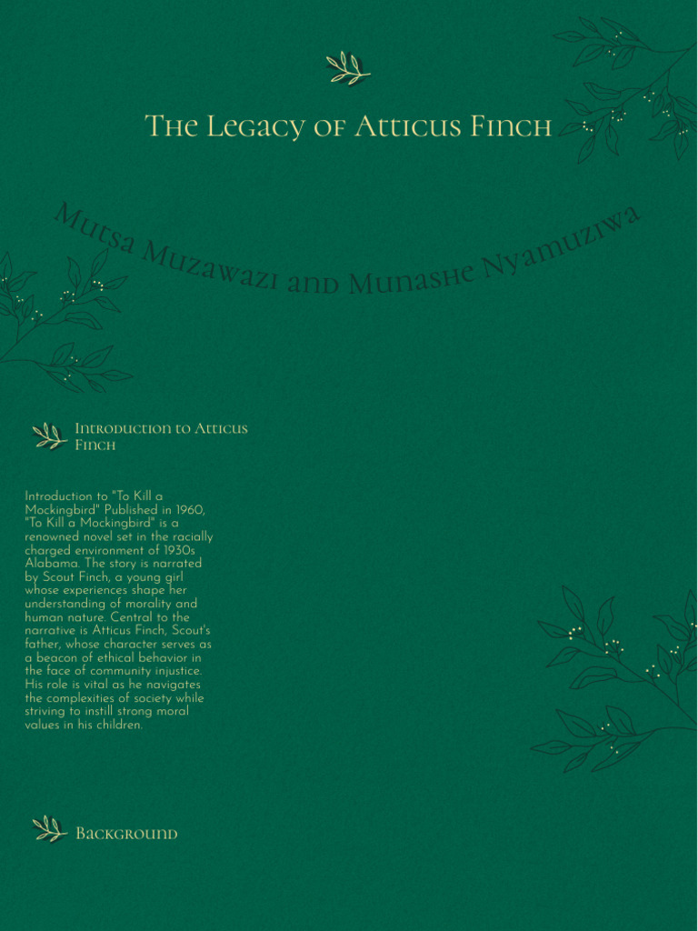 Slidesgo Unraveling The Moral Compass The Legacy of Atticus Finch ...