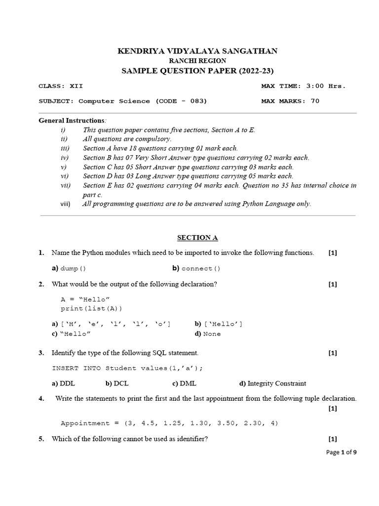 Cs Sqp Set 2 Ranchi Pdf Parameter Computer Programming Sql 9669