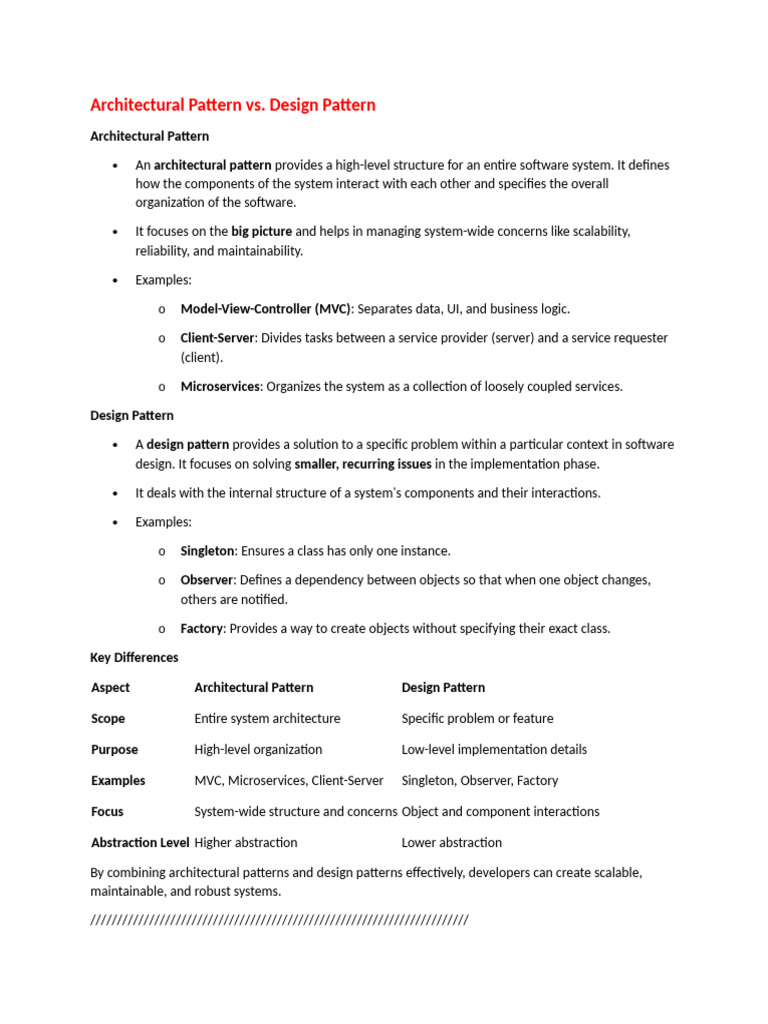 Architectural Pattern Vs Design Pattern | PDF | Model–View–Controller ...