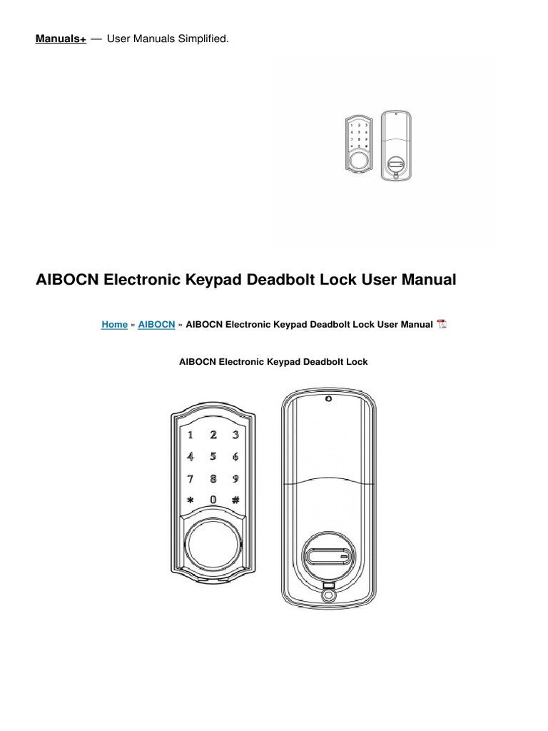 Electronic Keypad Deadbolt Lock Manual | PDF | Password | Mobile App