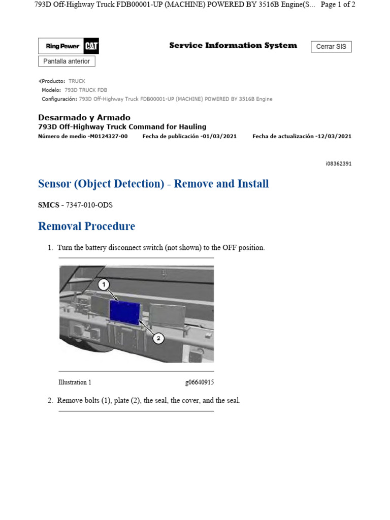 Sensor (Object Detection) - Remove and Install | PDF