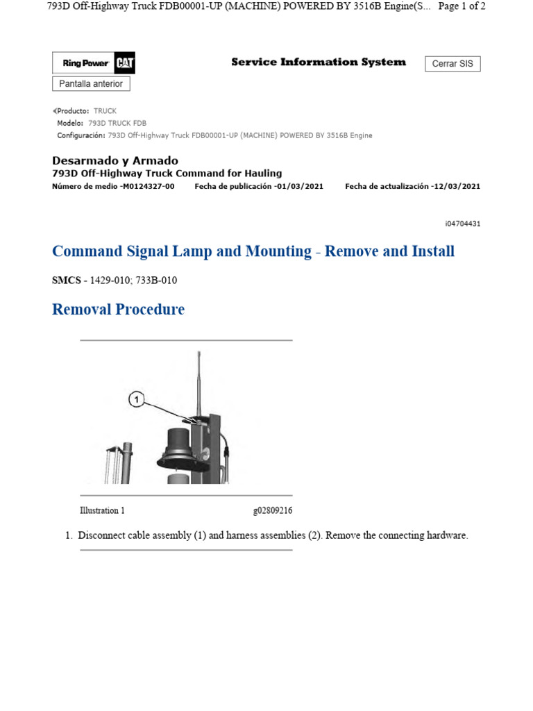 Command Signal Lamp and Mounting - Remove and Install | PDF