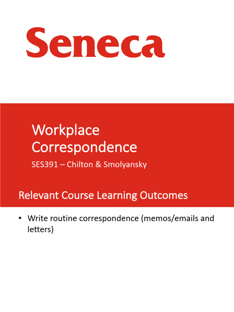 Workplace Correspondence - Seneca College | PDF | Written Communication