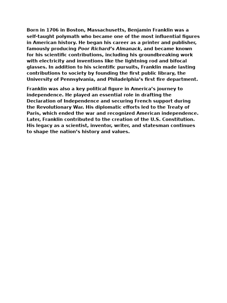 Benjamin Franklin: Scientist and Statesman | PDF