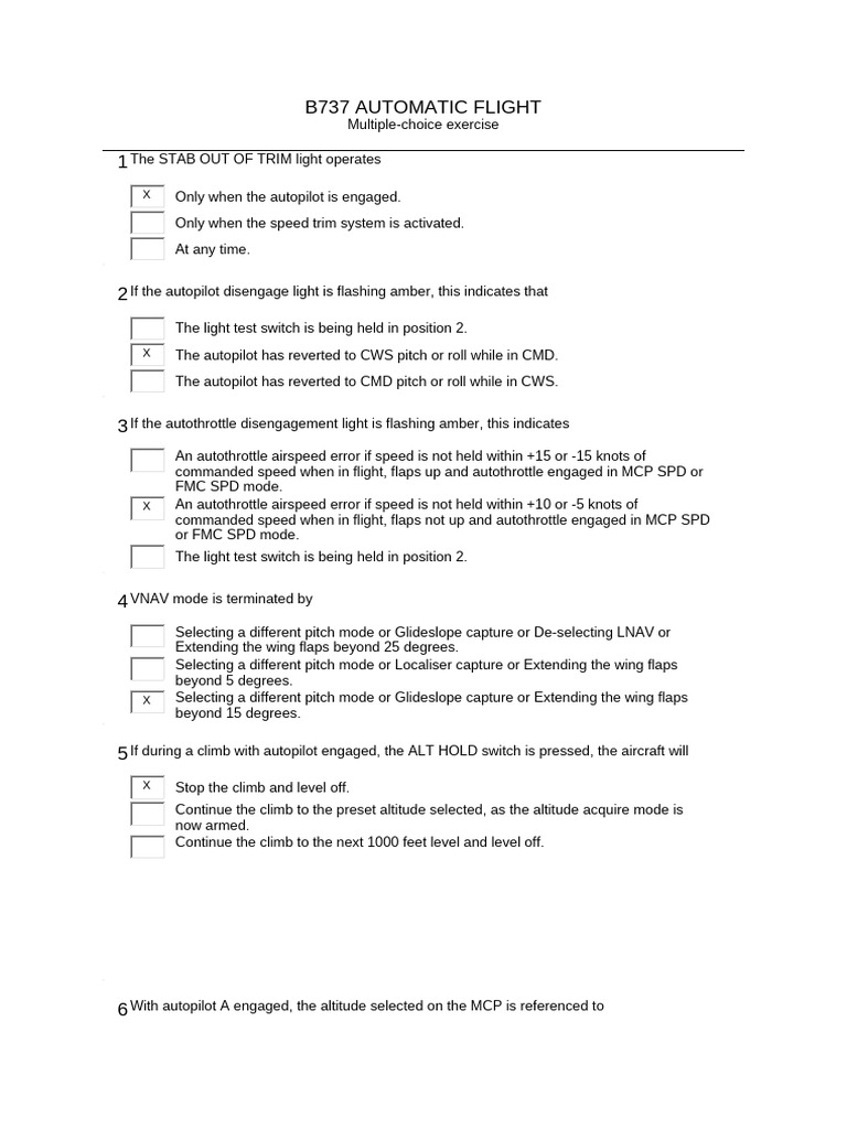 B737 Automatic Flight Quiz | PDF | Aerospace Engineering | Aerospace