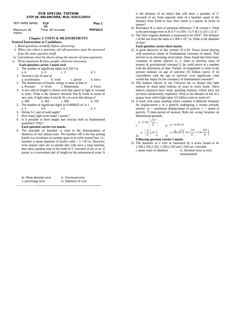 Plus 1 - Physics - Chapter 1 | PDF | Force | Universe
