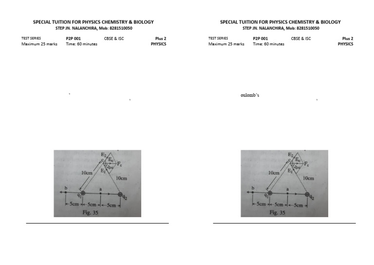 Plus Two Physics TPQP | PDF | Electric Field | Physics