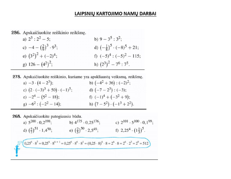 Laipsnių Kartojimo Namų Darbai | PDF