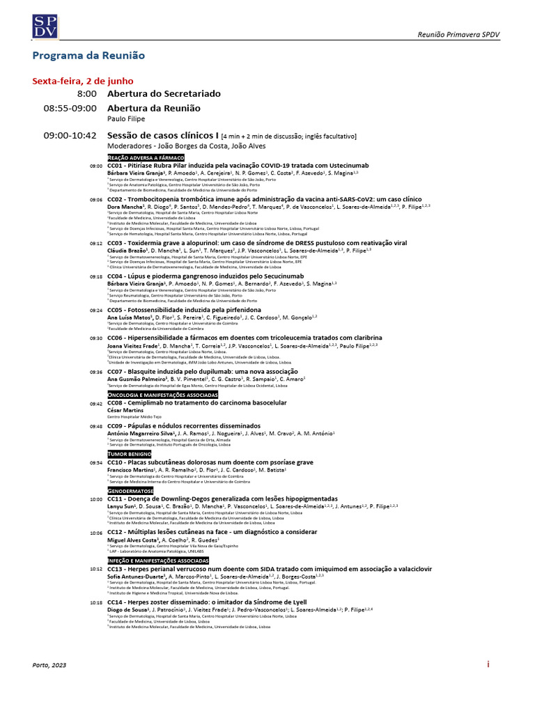 Livro de Resumos Com Programa RP 2023 - 4 | PDF | Portugal | Alergia