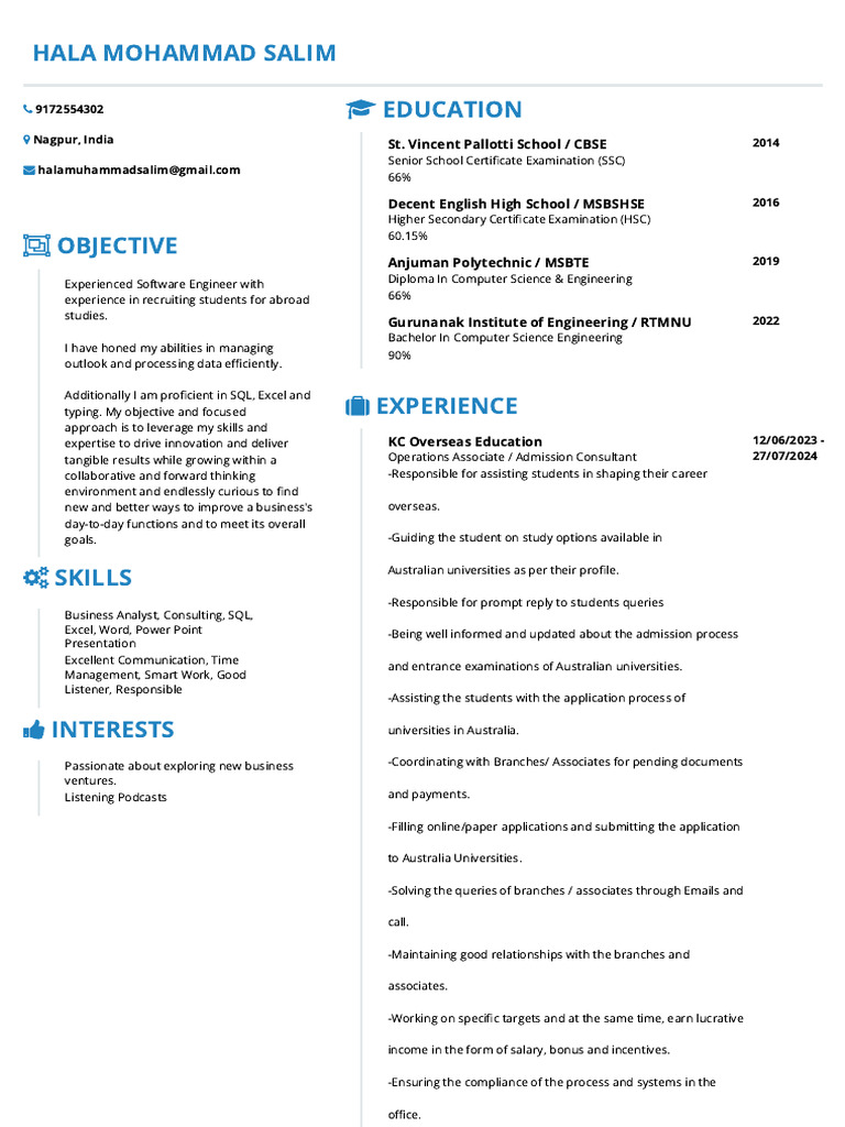 CV_Hala_Mohammad_Salim | PDF | Sales | Computing