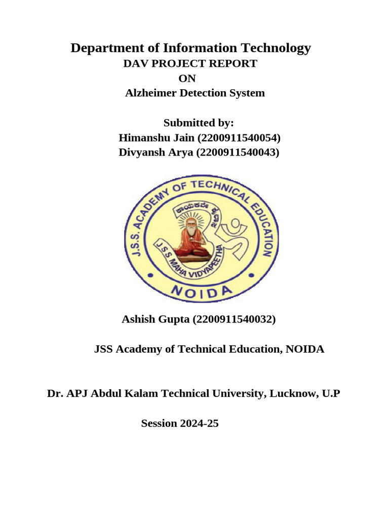 Alzheimer's Detection Tech Report | PDF | Machine Learning | Deep Learning