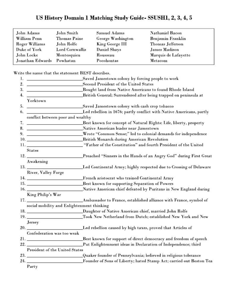 US History Midterm Vocab | PDF