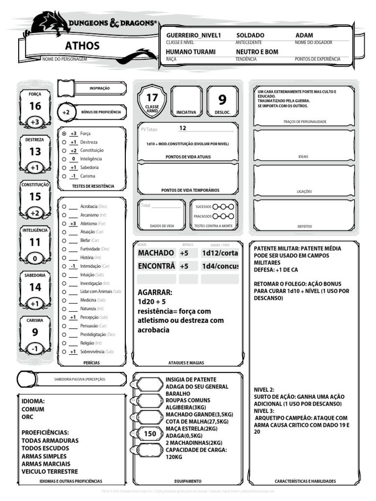 Ficha Athos 3 | PDF