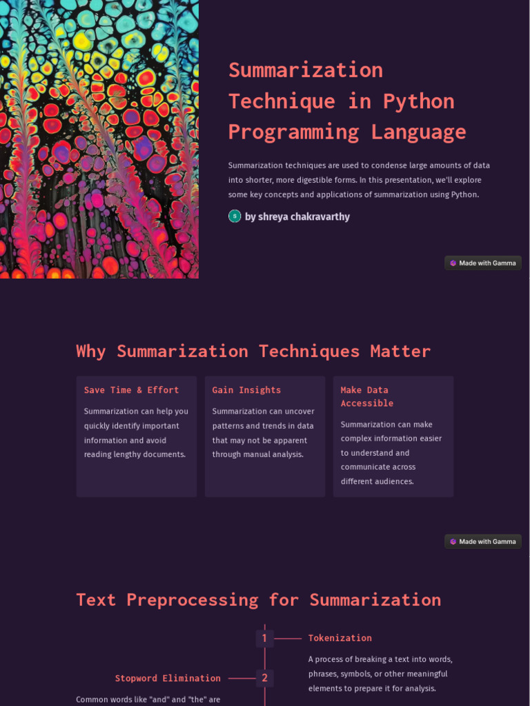 Summarization Technique In Python Programming Language Pdf Cognitive Science Information