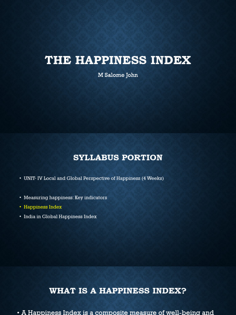 Understanding the Happiness Index | PDF | Happiness | Social Psychology