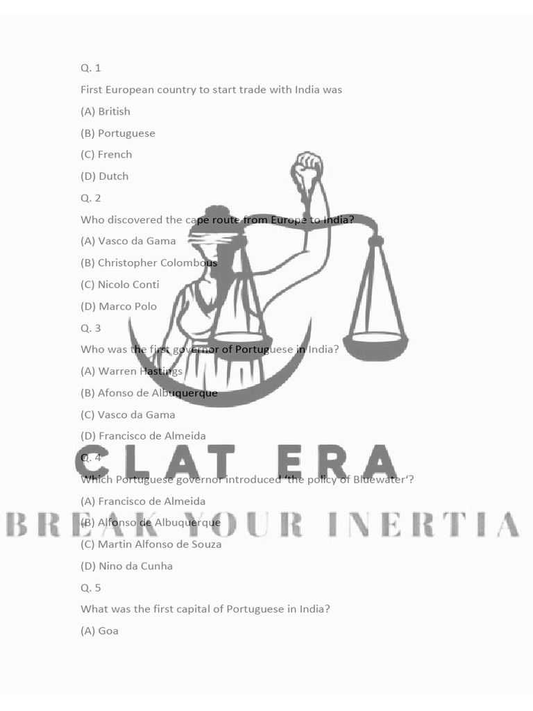 CLAT ERA Modern History MCQS | PDF | Swami Vivekananda | Mahatma Gandhi