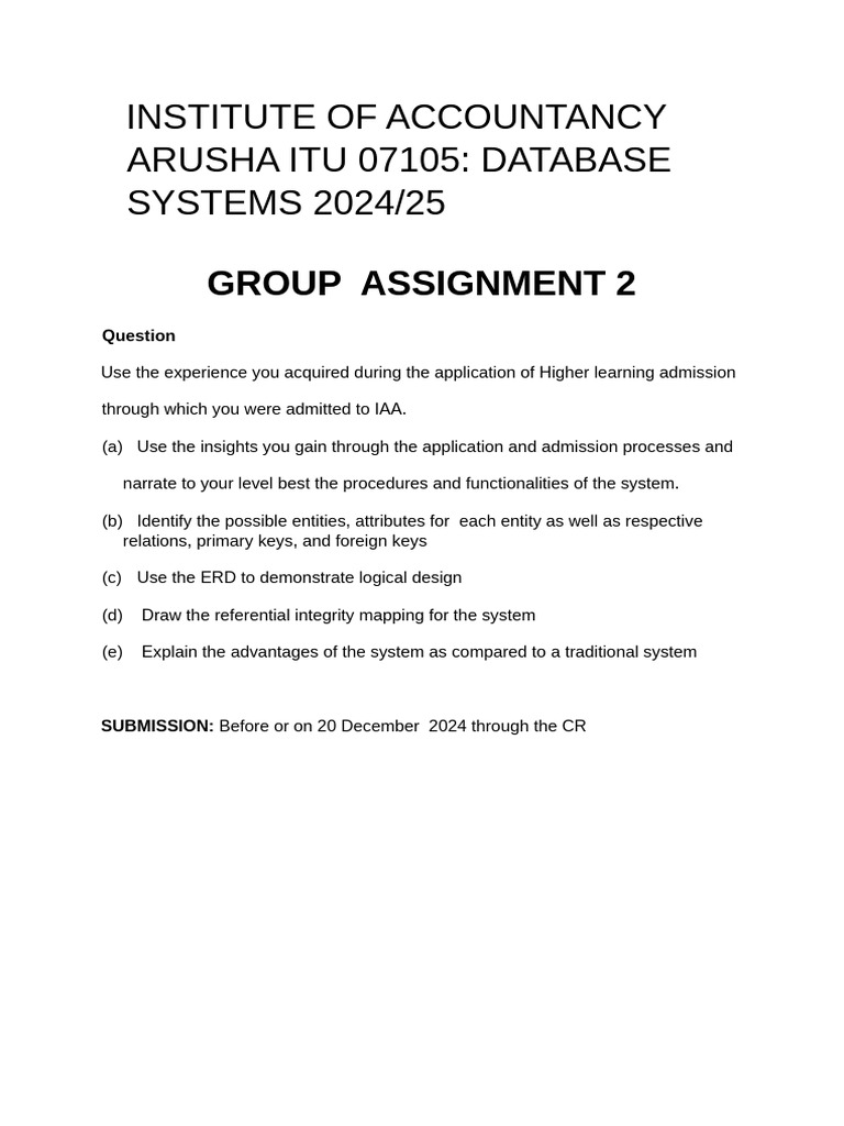 Dbs Group Assignment 2 Database Design 2025 Pdf