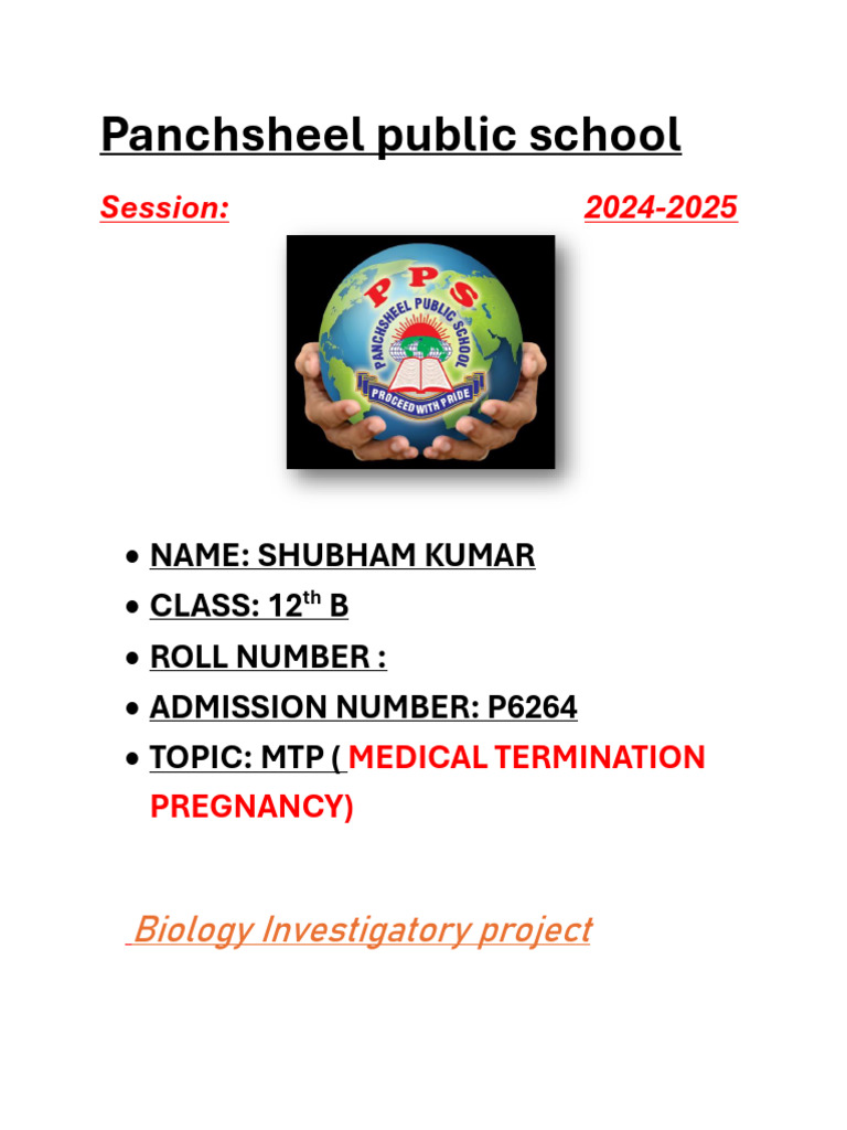 Shubham bio project | PDF | Abortion | Pregnancy
