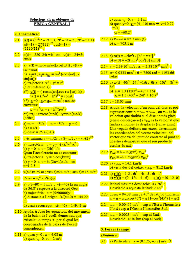 Fisica General I (Solucions) | PDF