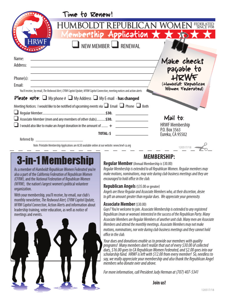 HRWF Membership Application | Republican Party (United States) | United ...