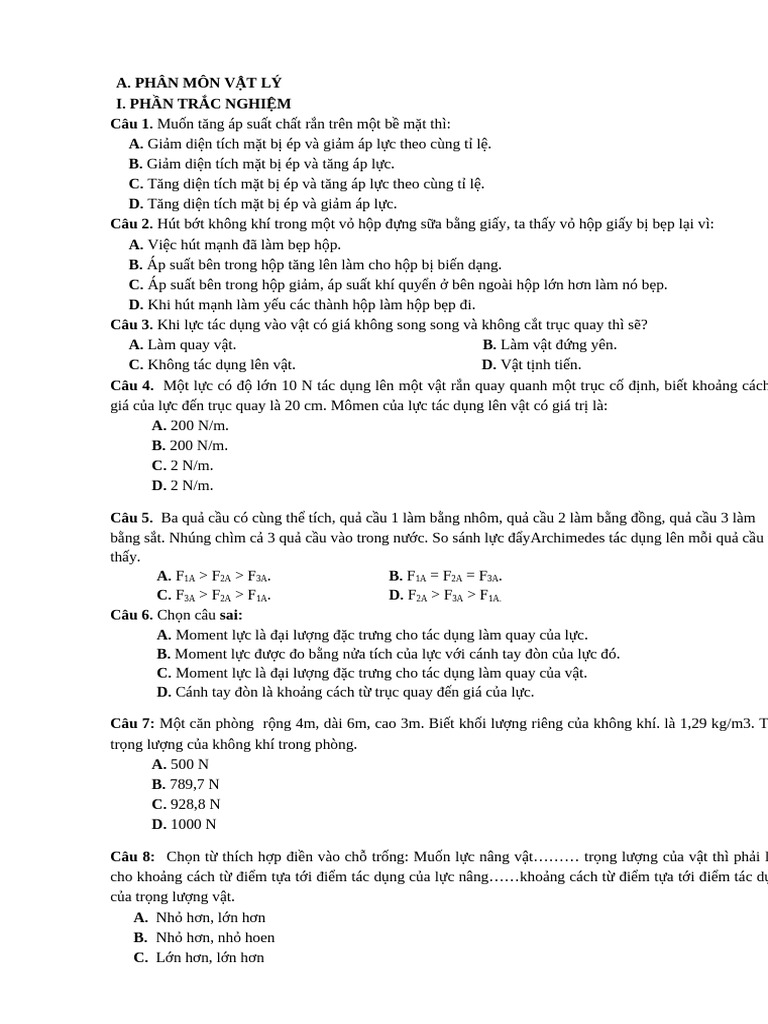 De Thi HK1 KHTN 8 Bac Ninh 23 24 | PDF
