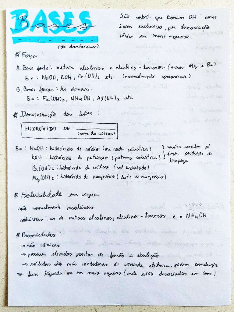 Resumo de Química - Bases | PDF
