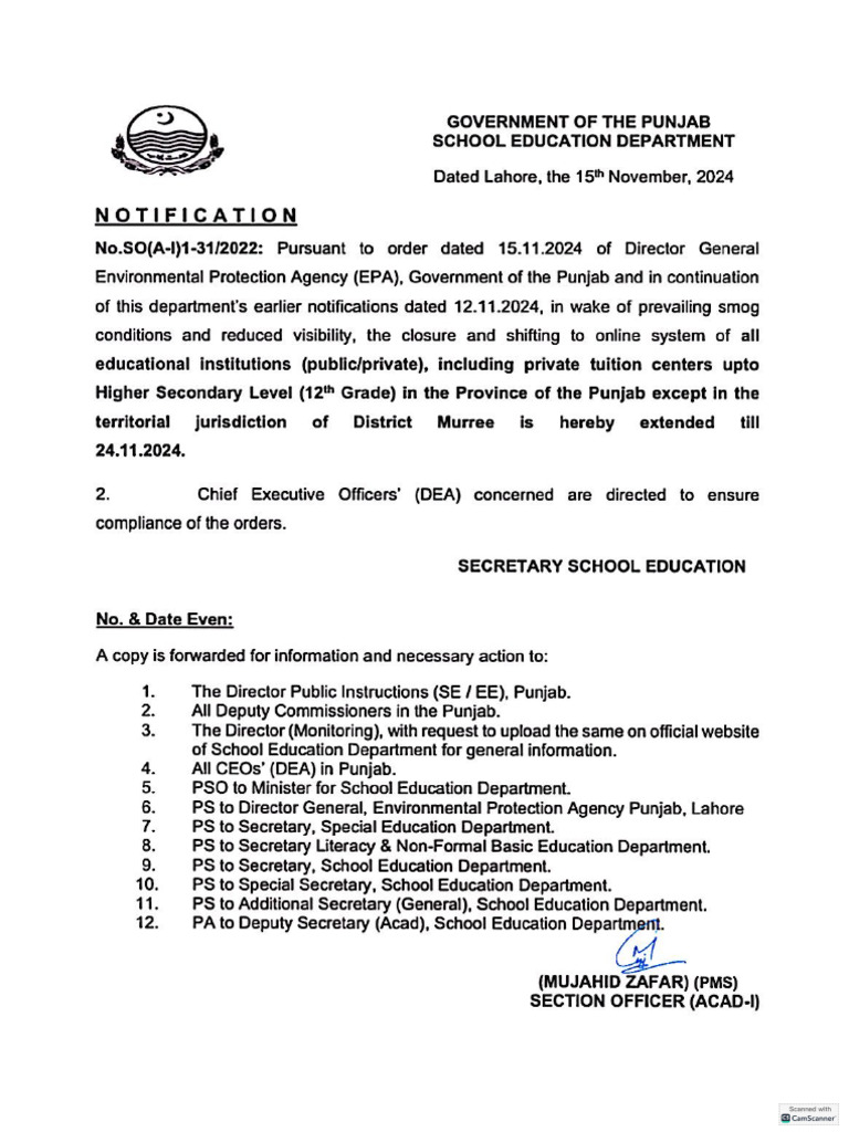 Schools Closure Extended Notification | PDF