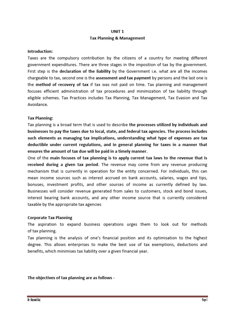 UNIT 1 | PDF | Taxes | Tax Deduction