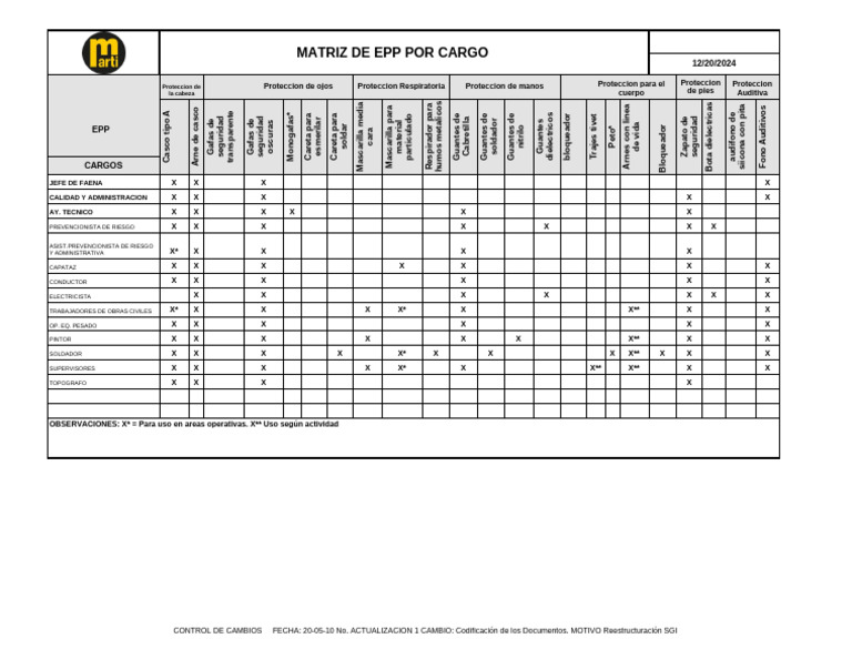 MATRIZ-EPP-POR-CARGO | PDF