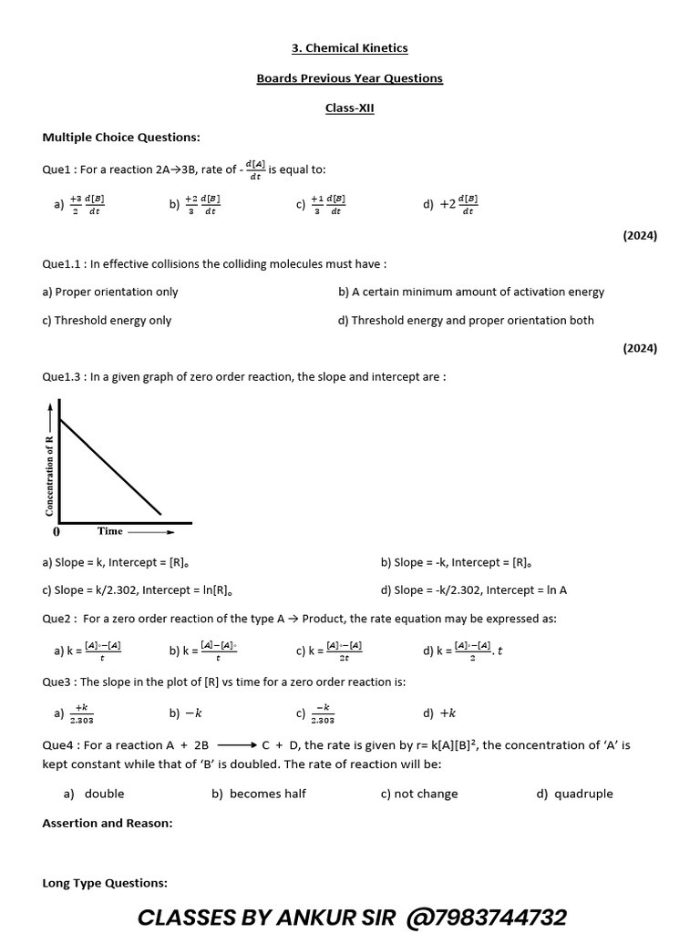 Chem-12 Pyq_chemical Kinetics | PDF | Reaction Rate | Activation Energy
