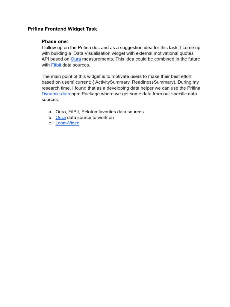 Prifina Frontend Widget Task | PDF