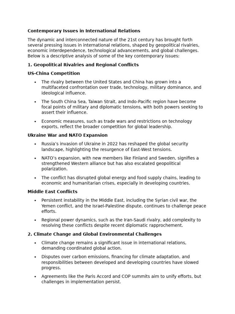 Key Contemporary Issues in IR | PDF | Governance | Nato